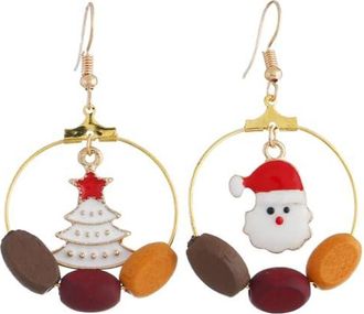 Generic Boucles doreilles de No&euml;l pour Les Filles, &agrave; la Mode P&egrave;re No&euml;l Sapin de No&euml;l Forme Ronde Conception Goujons Boucles doreilles asym&eacute;triques Cool Bijoux
