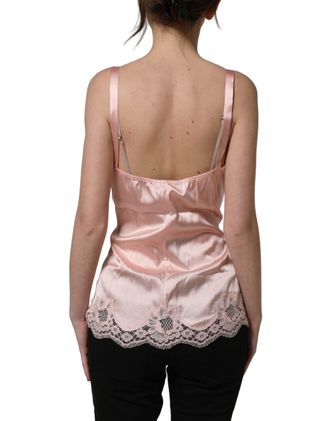 Dolce & Gabbana Womens Light Pink Floral Lace Lingerie Underwear Top Cotton Elastane Nylon Silk