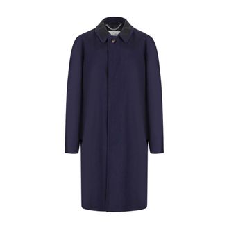 Maison Margiela Femme, Manteaux, Bleu, Taille: 36 FR Manteau crois&eacute; en laine