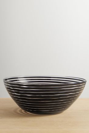 Yali Glass Bol En Verre &Agrave; Rayures A Nastro - Noir