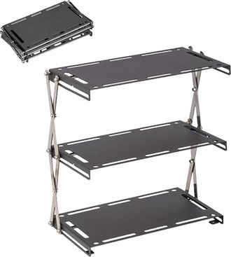Generic Campingregale - Aufbewahrungstisch aus Edelstahl - zusammenklappbare Aufbewahrungsregale, für Küche, Camping, Angeln, Garten, Hinterhof, Grill, Innen 