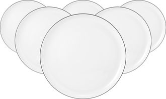 SELTMANN WEIDEN Lido Black Line Speiseteller 6er Set, &oslash; 26 cm, Runder Essteller mit schwarzem Rand, Porzellan