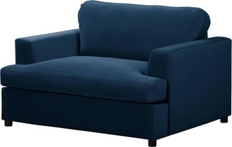 Loftscape home24 XXL-Sessel Nerpio Blau Samt Vaia 120 x 74 x 95cm