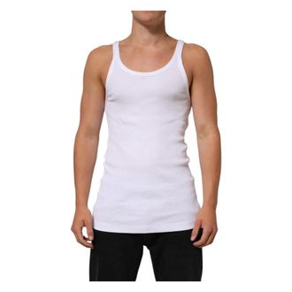 Dolce & Gabbana &Auml;rmelloses T-Shirt mit Rundhalsausschnitt - - Tops - Herren - Wei&szlig; - 2XL