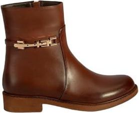 Desa Bottes pour Femme - Tige en Cuir, Fermeture &eacute;clair, Talon Plat, Respirantes | Brun - 39