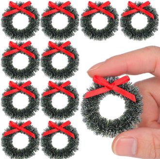 Garneck 20st&uuml;cke Teiliges Mini Puppenhaus Deko Festlicher Kleiner Kranz Zum Aufh&auml;ngen F&uuml;r Miniaturheim Weihnachtsbaum-weihnachtsdekoration