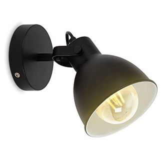 B.K.Licht Wandleuchte innen schwenkbar, E27 Fassung, max. 10 Watt, Vintage, Wandlampe innen, Wandstrahler, Wandlicht, Wandbeleuchtung, Schlafzimmer, Flurlampe, 