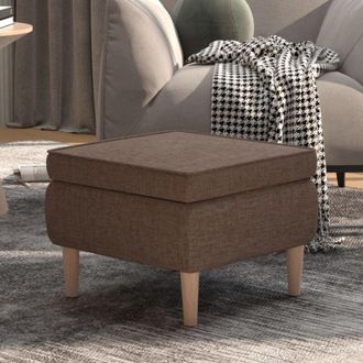 vidaXL Tabouret avec pieds en bois Taupe Tissu Vidaxl