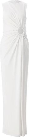 Sportmax Femme, Robes, Blanc, Taille: 38 FR Robe Longue Maxi Drap&eacute;e avec D&eacute;tail Anneau