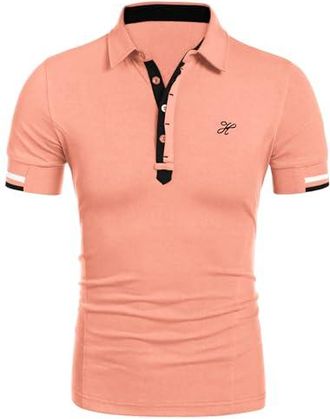 Coofandy Polo Alpha &agrave; Manches Courtes pour Homme - Polo l&eacute;ger brod&eacute; - Polo de Golf - Sport (Bean Mash Red S)