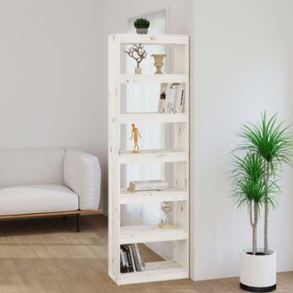 vidaXL B&uuml;cherregal/Raumteiler Wei&szlig; 60x30x199,5 cm Massivholz Kiefer - Vidaxl