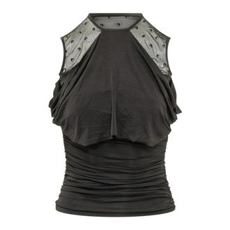 Marine Serre Crepe Jersey SL Top - - Blouses & Shirts - Damen - Schwarzk - M
