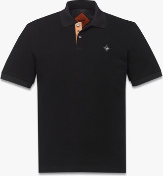 MCM Piqu&eacute;-Poloshirt mit rautenf&ouml;rmigem Aufn&auml;her BLACK COTTON