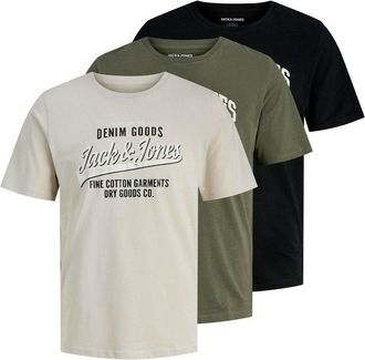 Jack & Jones T-Shirt 3er Pack JJ Ethan Tee SS Crew Neck mit verschiedenen Prints
