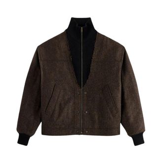 Maison Margiela Herringbone Zipped Bomber Jacket - - Jackets - Herren - Braun - M