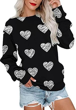 Generic 2026 - Sweat-shirt d&eacute;contract&eacute; &agrave; col rond pour femme - Haut &agrave; manches longues - Imprim&eacute; Saint-Valentin, I, XXL