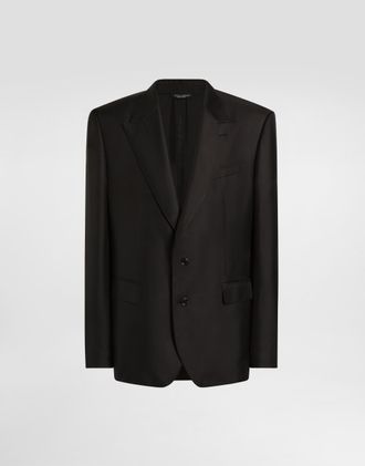 Dolce & Gabbana Jacke Sicilia Light Aus Seidentwill Mit Einreihiger Knopfleiste - Mann Anz&uuml;ge Und Blazer Schwarz 50