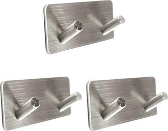 Cabilock Kleiderhaken 3 St&uuml;cke K&uuml;che Doppel Selbsthalter Bad Robe Handtuch Tuch Tasche Haken Zubeh&ouml;r Edelstahl Aufh&auml;nger Schl&uuml;ssel Mantel Kleber Klebehaken