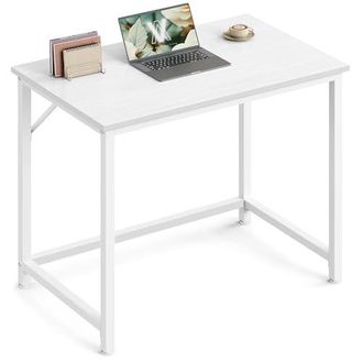 Vasagle Bureau dOrdinateur, Table, 50 x 80 x 76 cm, pour Bureau, Chambre, Salon, Cadre en M&eacute;tal, Blanc &Eacute;rable et Blanc Nuage LWD038W44