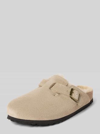 Birkenstock Hausschuhe aus echtem Leder mit Fell-Besatz Modell BOSTON