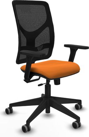 Piqueras y Crespo Computerstuhl mit 3D-Armen, h&ouml;henverstellbare Lendenwirbelst&uuml;tze, ausgestattet mit Syncro/Traslack und Schneideschaum, Schwarz/Orange