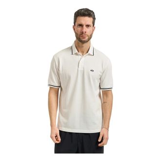 A|X Armani Exchange Homme, Tops, Blanc, Taille: 2XL Polo en Piqu&eacute; de Coton Classique et Raffin&eacute;