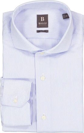 Boggi Milano Herren Hemd blau gestreift Slim Fit