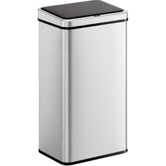 HOMCOM Poubelle cuisine automatique - HOMCOM - 50L - couvercle &agrave; fermeture en douceur - acier inoxydable - 35,5x26x67cm - argent