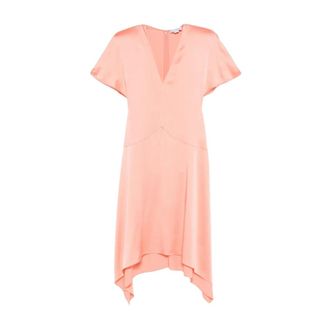 Stella McCartney Satin V-Ausschnitt Asymmetrisches Midikleid - - Dresses - Damen - Orange - L