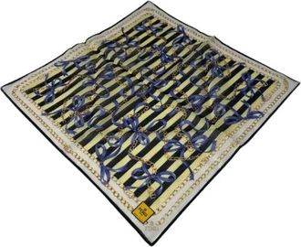 Fendi Pre-owned Foulard en Soie et Coton &agrave; Rayures - Femme - Pre-owned - Jaune - Taille: ONE Size