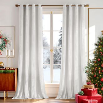 Deconovo Samtvorhang Blickdicht Gardinen mit Ösen Velvet Vorhänge Samt Verdunkelungsvorhang für Wohnzimmer Schlafzimmer Vorhang Verdunkelung, H240 x B140 cm, W