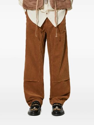 Engineered Garments pantalon en velours c&ocirc;tel&eacute; &agrave; empi&egrave;cements - Marron