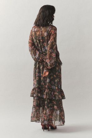 Laura Ashley Maxikleid Laura Ashley Chiffon-Maxikleid mit R&uuml;schen (1-tlg)