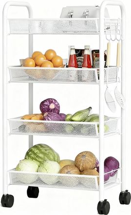 Generic Rollwagen-Organizer mit 3/4/5 Ebenen und Abnehmbarem Abtropfkorb Belastbar Bis Zu 40kg Badezimmer-Organizer Aus Edelstahl für Küche, Wäsche und Enge S