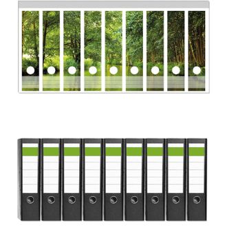 Wallario 9 St&uuml;ck breite Ordner inkl. Klebeetiketten mit Motiv Spreewald in Brandenburg gr&uuml;ne W&auml;lder und Spiegelungen im Wasser - Set mit R&uuml;ckenschildern/Ordner