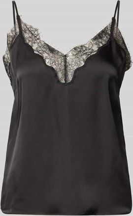 Anine Bing Top aus Seide mit Spitzenbesatz