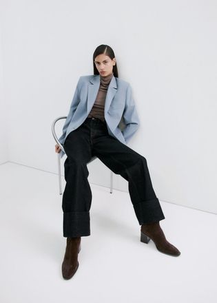 Mango Bottines su&egrave;de talon bloc chocolat - Femme - 35 - MANGO