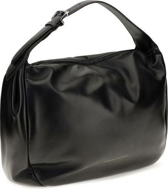 Brunello Cucinelli Womens Black Calf Leather Bos Taurus Shoulder Bag