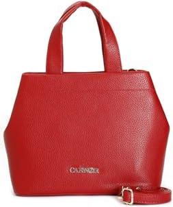 Cafènoir Sac À Main En Cuir Martelé Avec Bandoulière Amovible, Pour Femme, Couleur Rouge, Taille Taille Unique