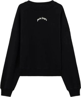 Palm Angels Back Curved Logo Loose Crew - Homme - Sweatshirts et sweats &agrave; capuche - Noir - Taille: XL