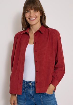 Cecil Hemdbluse CECIL, Damen, Gr. XXL (46), rot (russet rot), Web, 100% Baumwolle, unifarben, normal normal, V-Ausschnitt, abgesteppt, Blusen Hemdbluse, in 