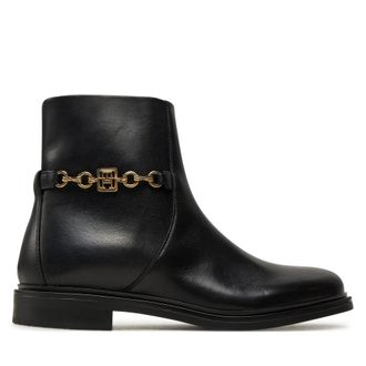 Tommy Hilfiger Stiefeletten Tommy Hilfiger Th Chain Leather Low Bootie FW0FW08251 Schwarz