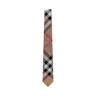 Burberry Homme, Accessoires, Beige, Taille: ONE Size Cravate en soie &agrave; carreaux