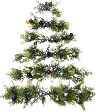 Generic Wandmontierter Weihnachtsbaum - H&auml;ngende K&uuml;nstliche &Auml;ste Mit Glocken, Wiederverwendbare Handgefertigte Innendekoration, 6er-Set Platzsparende Urlaubsb