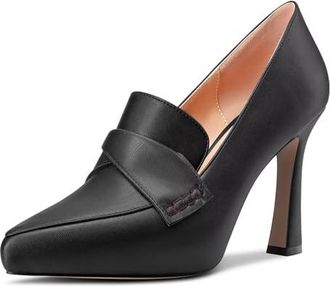 Castamere Femmes Haut High Aiguille Plate-Forme Talon Heel Pointu Bout Slip-on Escarpins Mariage Bureau Dress 10 CM Heels Noir 40 EU
