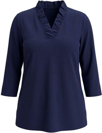 Ulla Popken T-Shirt Shirt R&uuml;sche Classic V-Ausschnitt 3/4-Arm