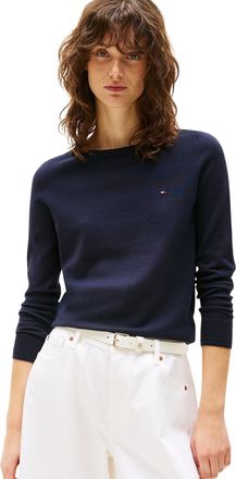 Tommy Hilfiger Damen Pullover Co Jersey Stitch Sweater U-Boot-Ausschnitt, Blau (Desert Sky), XXL