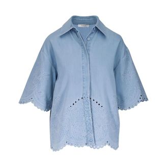 Zimmermann Femme, Blouses et Chemises, Bleu, Taille: 34 FR Daylight Embroidered Denim Shirt