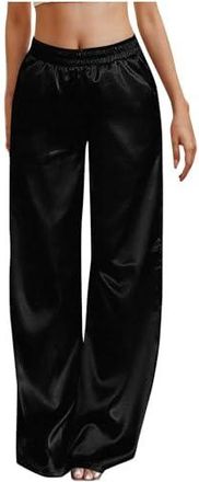 Generic Pantalon &agrave; paillettes pour femme - Taille basse - M&eacute;tallique - Y2K - Streetwear - Mode - F&ecirc;te - Tenue de rave - Pantalon disco - Couleur unie - Jambes