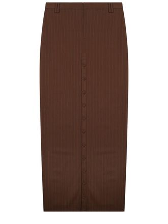 Jean Paul Gaultier Button-Front Virgin Wool Midi Skirt - Brown